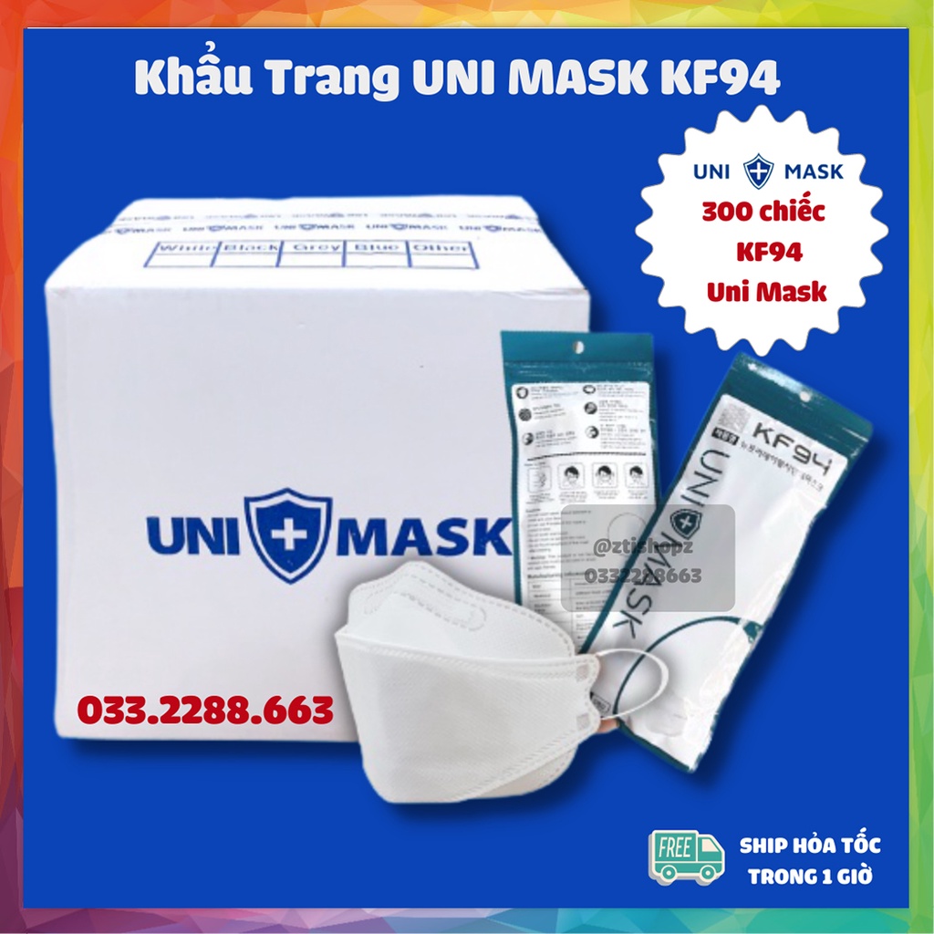 Thùng 300 cái khẩu trang KF94 UNI MASK 4 lớp chống bụi mịn kháng khuẩn ...