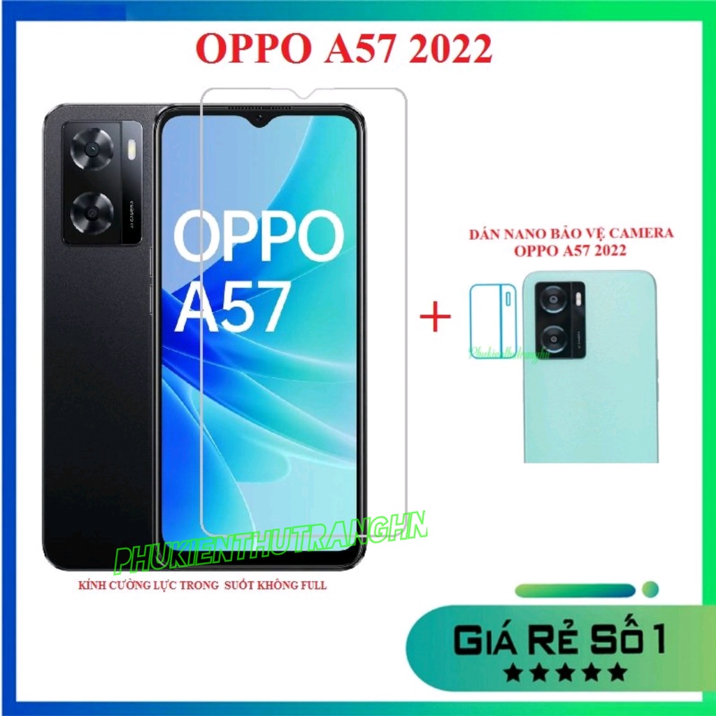 Mua Combo Oppo A57 4G 2022 A77S kính cường lực trong suốt không full màn + dán bảo vệ camera ...