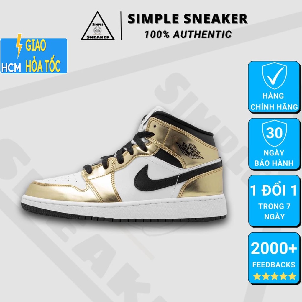 Mua Giày Air Jordan 1 Mid Metallic Gold 💙Chính Hãng 💙Giày Bóng Rổ Nike ...