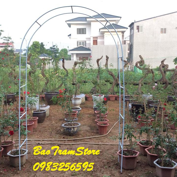 Khung vòm cho hoa hồng leo, cây trang trí màu trắng rộng 1,4m cao 2,4m ...