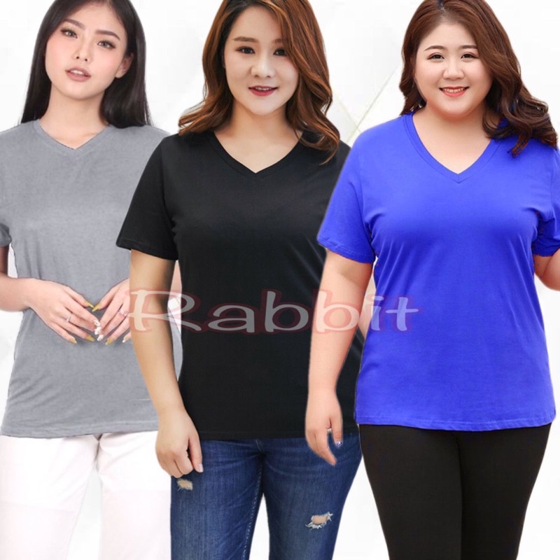 Áo Thun Cổ Chữ v Màu Trơn Cơ Bản Tiêu Chuẩn Sang jumbo L XL XXL ...