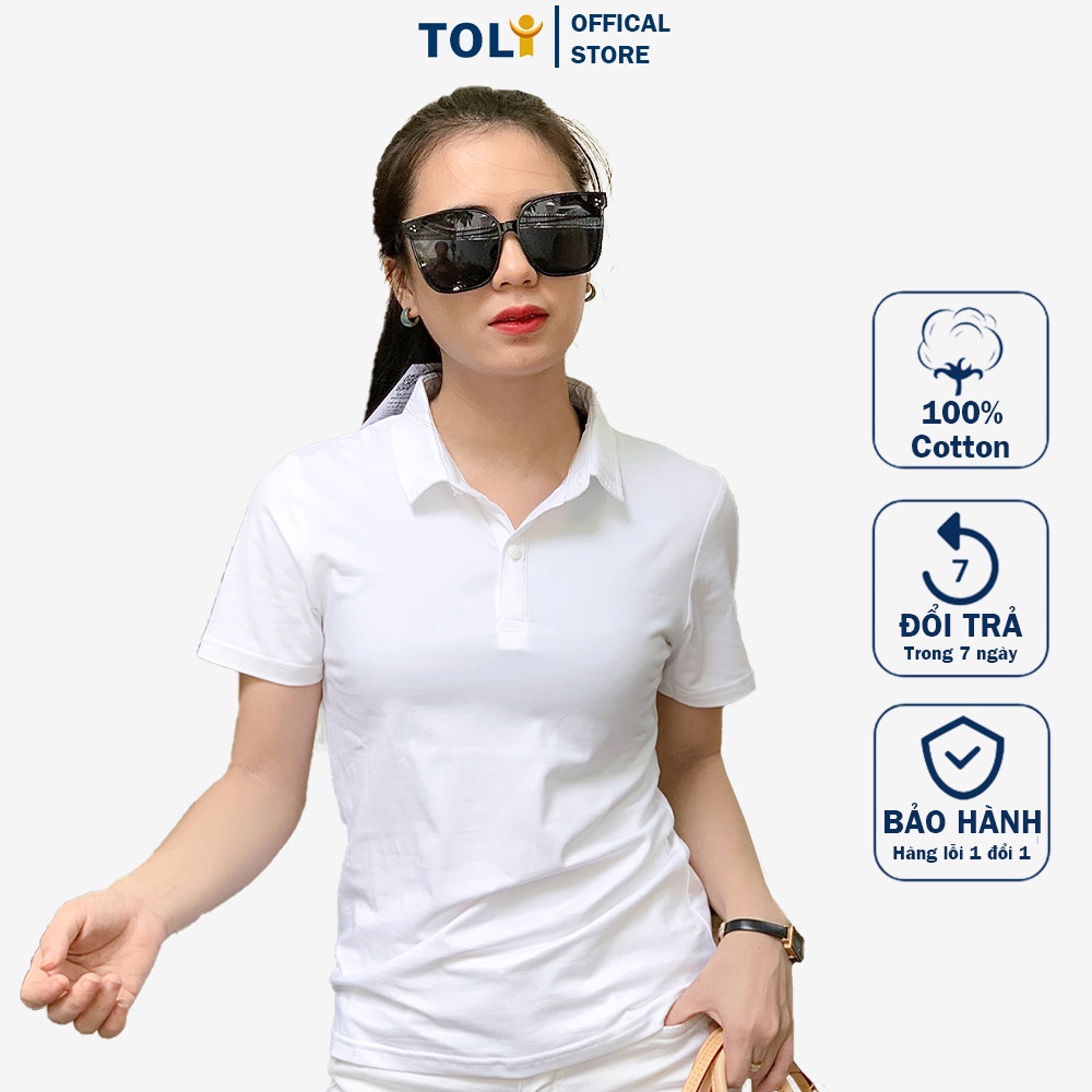 Mua Áo Phong Nữ Cổ Sơ Mi (Cổ trụ) TOLI, Chất Cotton 4 Chiều Mềm Mịn, Co Giãn [Trắng-TF10] giá rẻ ...
