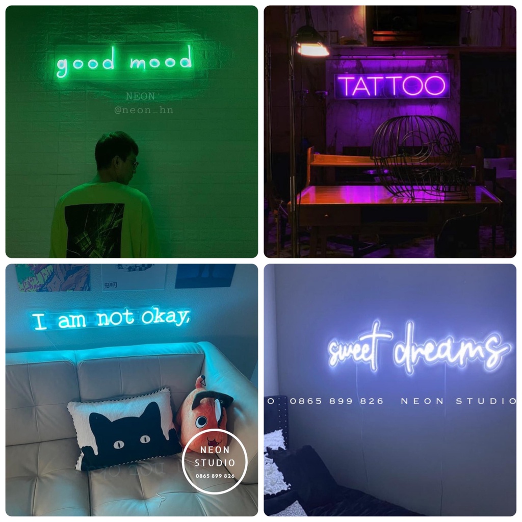 Mua Đèn led neon decor phòng ngủ hình chữ đủ màu sắc, nguồn pin, nguồn ...
