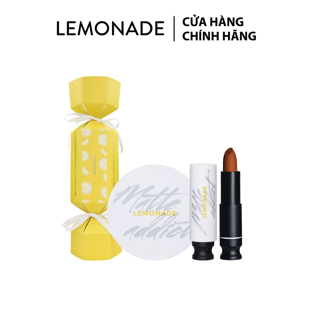 Combo LEMONADE 01 Son lì dạng thỏi Matte Addict Lipstick 3.8g & 01 Phấn ...
