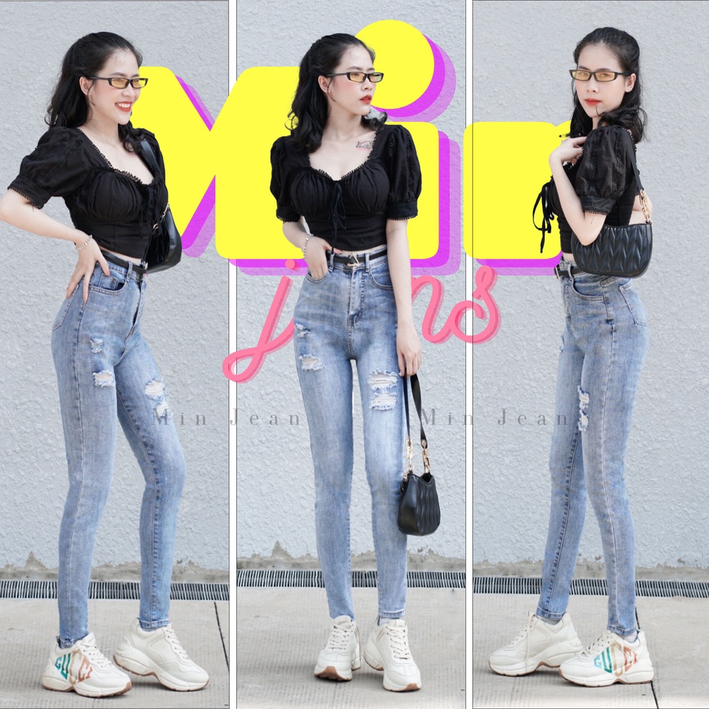 Quần Jean Nữ Lưng Siêu Cao Hack Chân Dài Mixasale