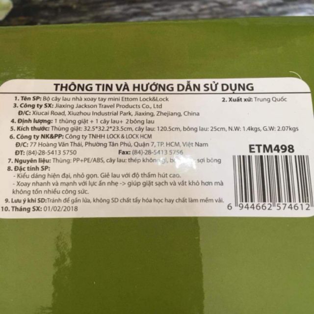 Giá tri ân khách hàng! Bộ cây lau nhà Inox xoay tay mini Ettom Lock ...