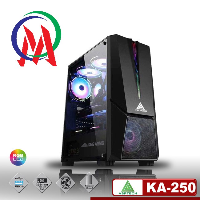 Vỏ Case máy tính gaming VSPTECH KING ARMS KA-250 Có Sẵn LED RGB ...