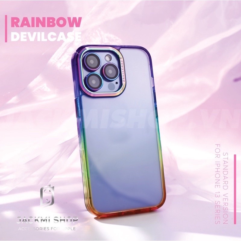 Mua Ốp lưng devilcase phiên bản tiêu chuẩn trong suốt viền màu rainbow ip 12 12pro 12promax 13 ...