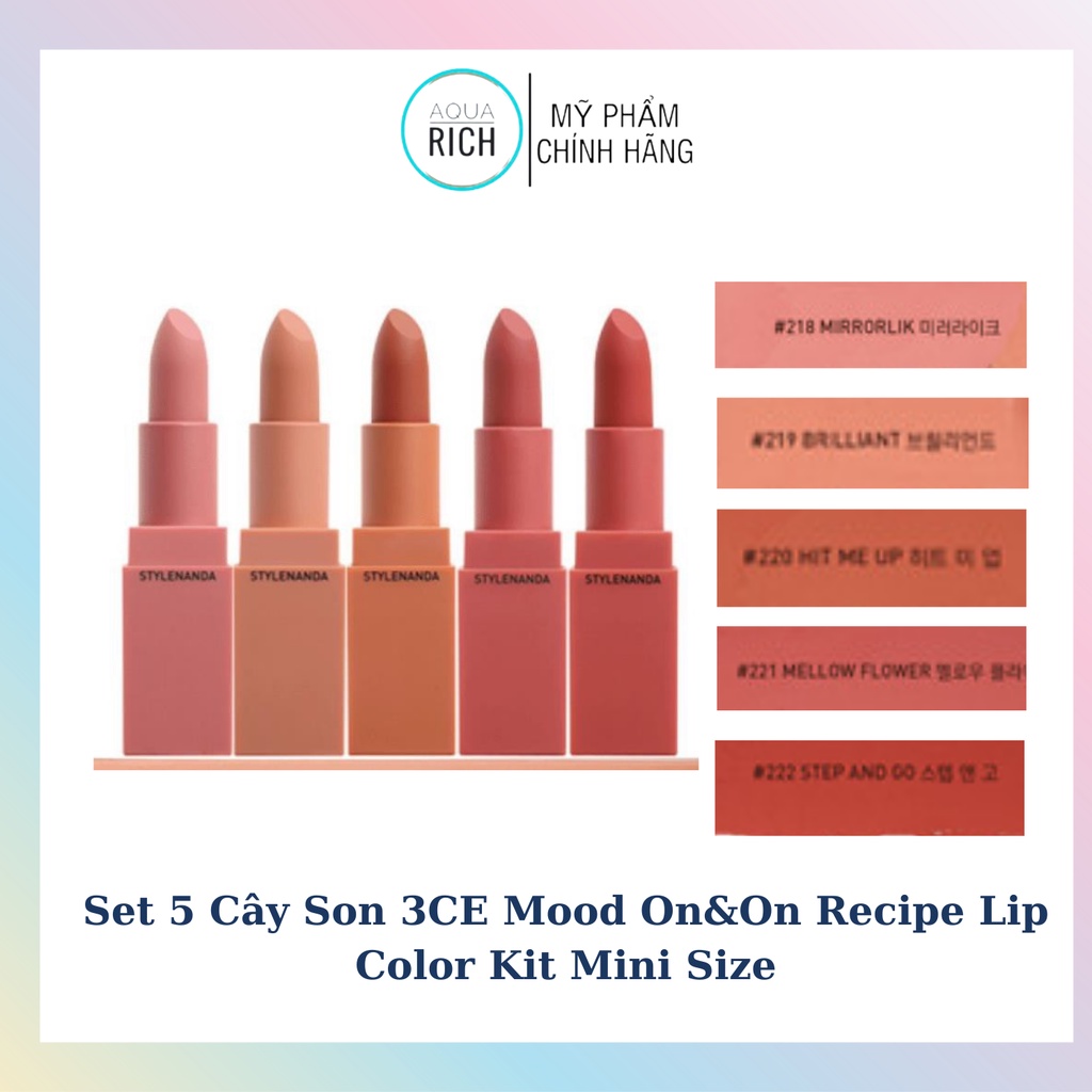 Set 5 Cây Son 3CE Mood On&On Recipe Lip Color Kit Mini Size | Shopee ...