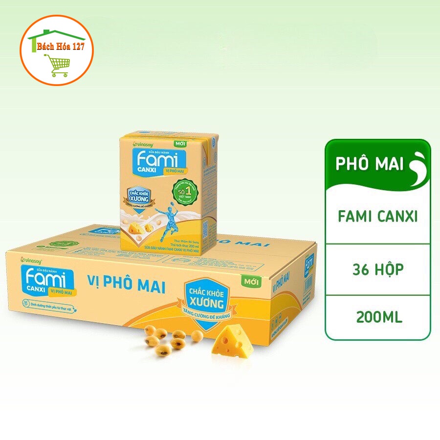 Sữa đậu nành Fami Canxi Phô Mai (36 hộp x 200ml) | Shopee Việt Nam