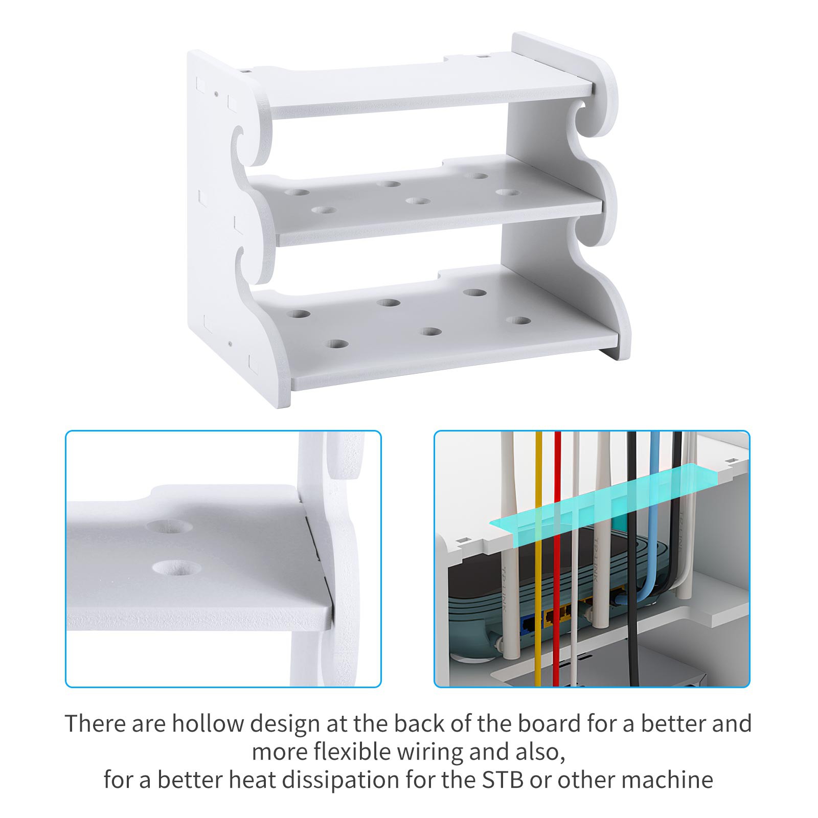 Set Top Box Rack Floating STB Shelf Router Rack Three Deck Wall Shelf ...