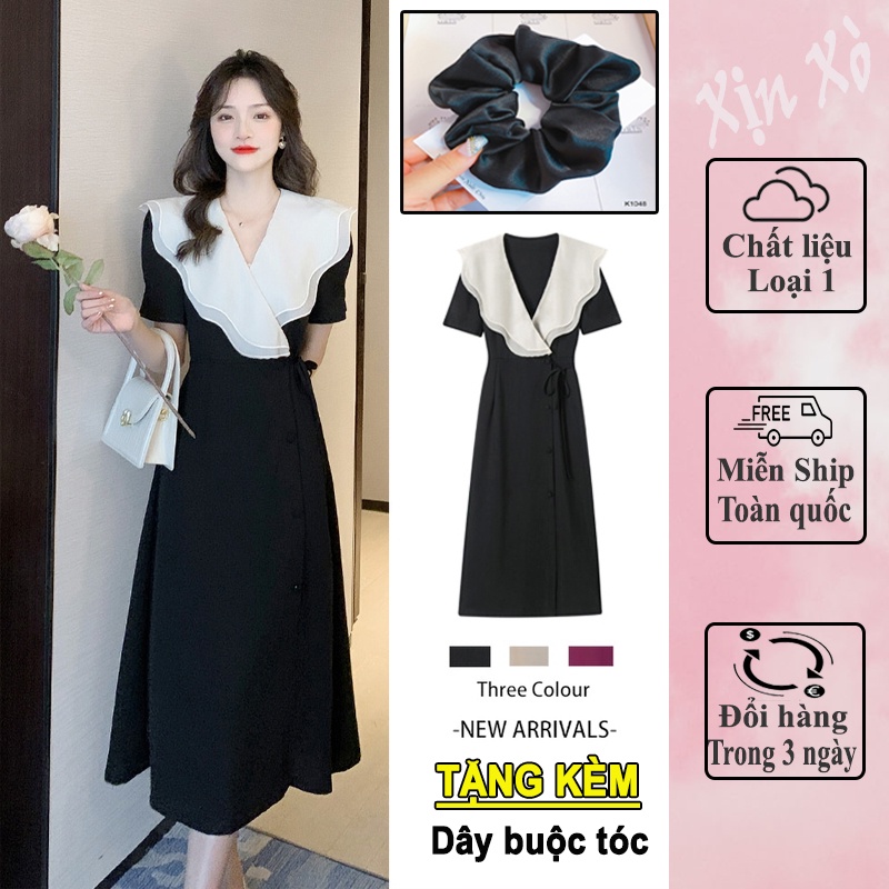 Mua {SHIP HỎA TỐC} Váy Dáng Dài Liền Thân Cổ Bèo Buộc Eo Hot Trend Tôn ...