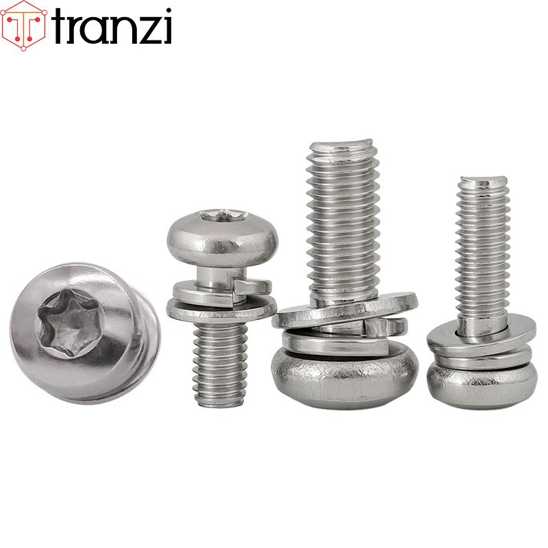 Vít Hoa Thị 6 Cạnh Kèm Long đen Phẳng Vênh đầu Cầu Inox 304 M2 M2 5 M3