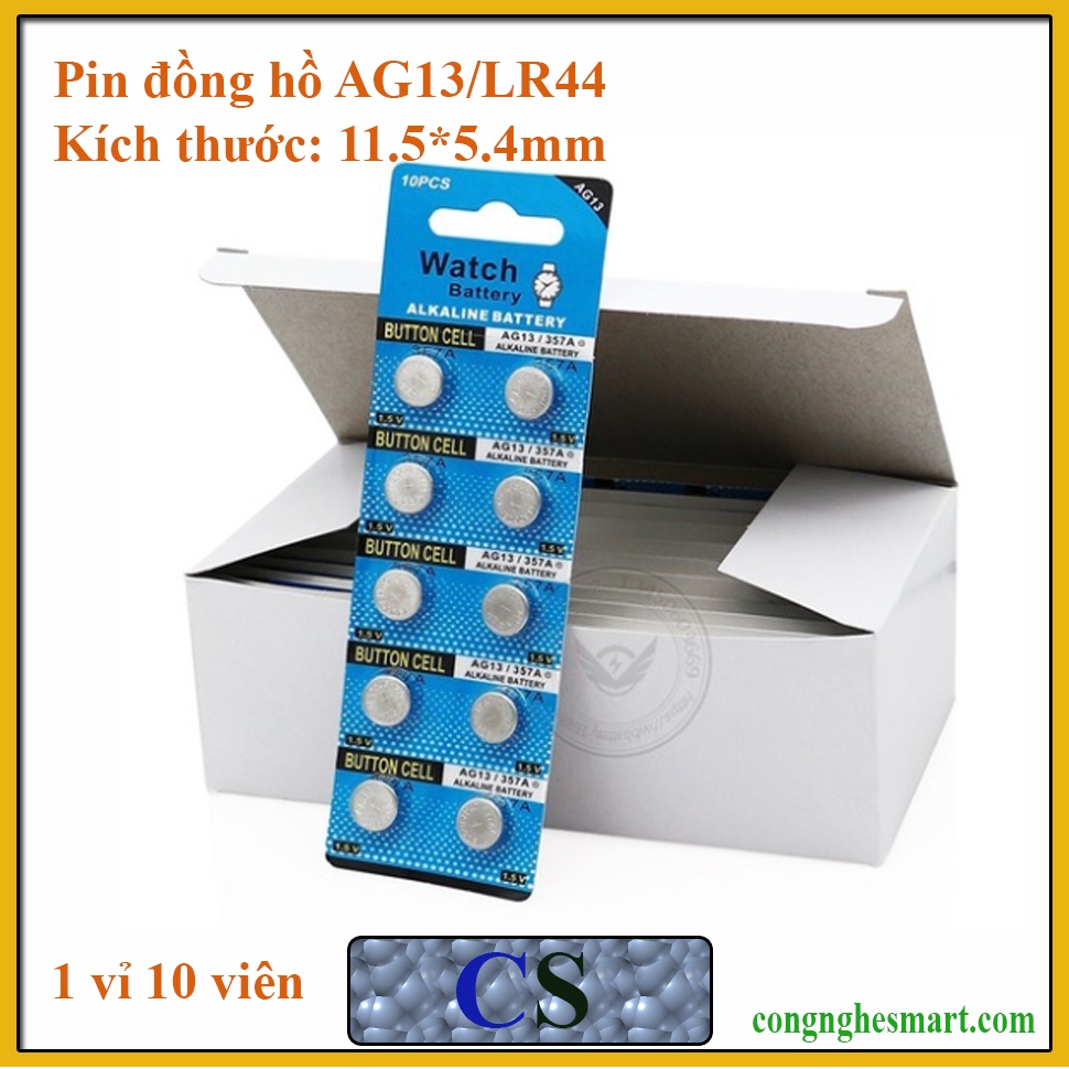Vỉ 10 viên Pin cúc áo LR44 AG13 357A dành cho đồng hồ - Điện áp 1.55v ...