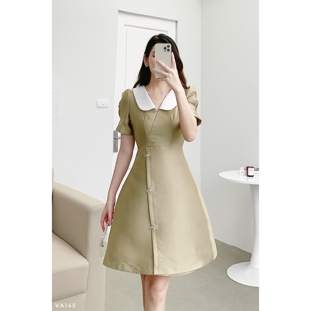 Mua Váy dáng A cổ phối đính cúc đồng sang chảnh, Đầm dáng suông Calie ...