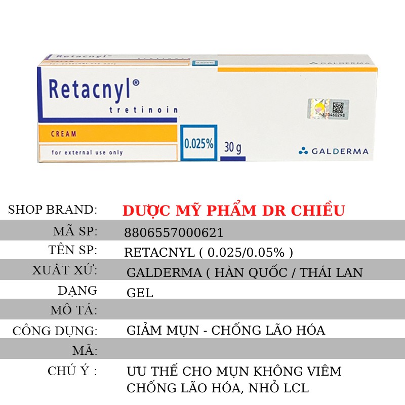 Retacnyl ⚜️ CHÍNH HÃNG ⚜️ Kem ngừa mụn, chống lão hóa Retacnyl ...