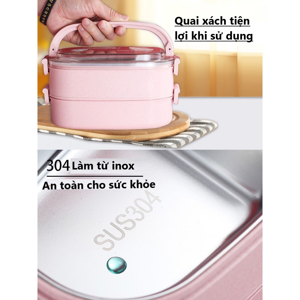 Mua Hộp Cơm Inox 2 Tầng Được Làm Từ Lúa Mạch, Hộp Đựng Cơm Giữ Nhiệt ...