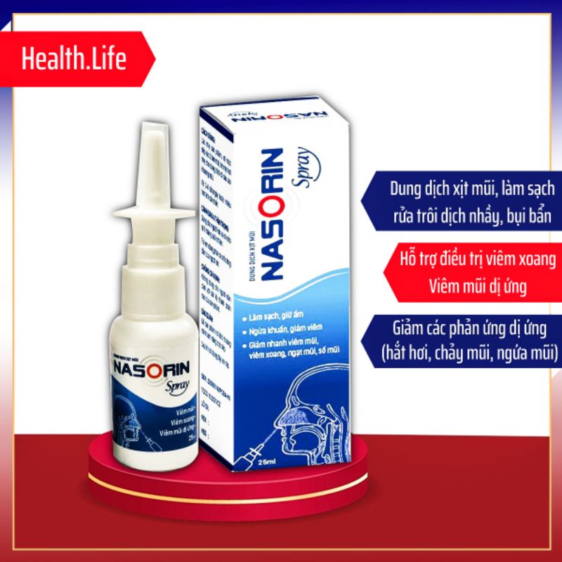 Dung dịch xịt mũi NASORIN - 25ml - Làm sạch mũi, ngăn ngừa vi khuẩn ...