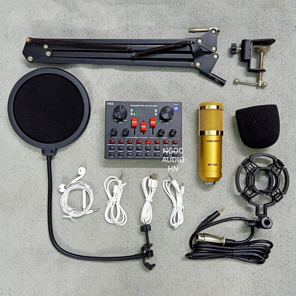 ( 2021)TRỌN BỘ LIVE STREAM Sound card V8S model MỚI siêu hay và Micro ...