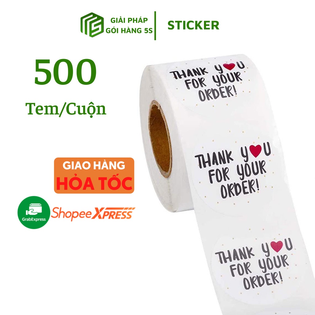 Mua Tem Nhãn Dán Sticker, Miếng Dán Decal Thank You 500 cái/1 cuộn giá ...