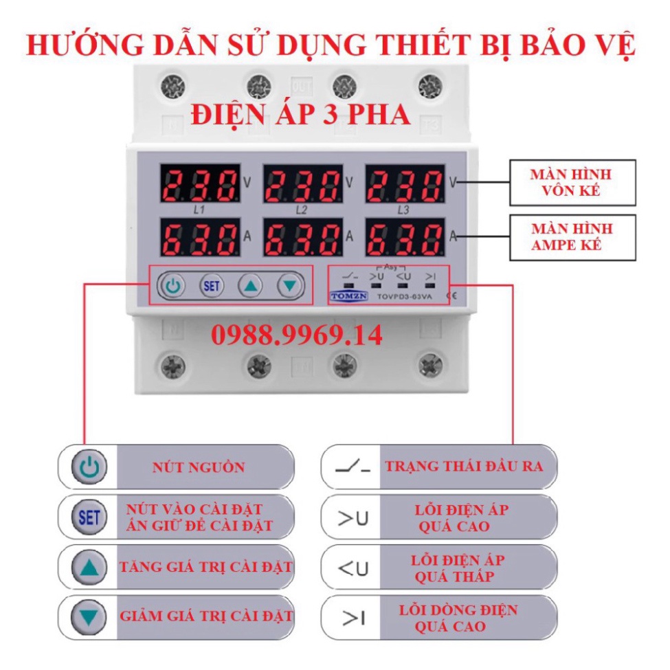 Mua BẢO VỆ ĐIỆN ÁP 3 PHA CÓ MÀN HÌNH VÔN AMPE. SỬ DỤNG CHO CẢ 1 PHA VÀ ...