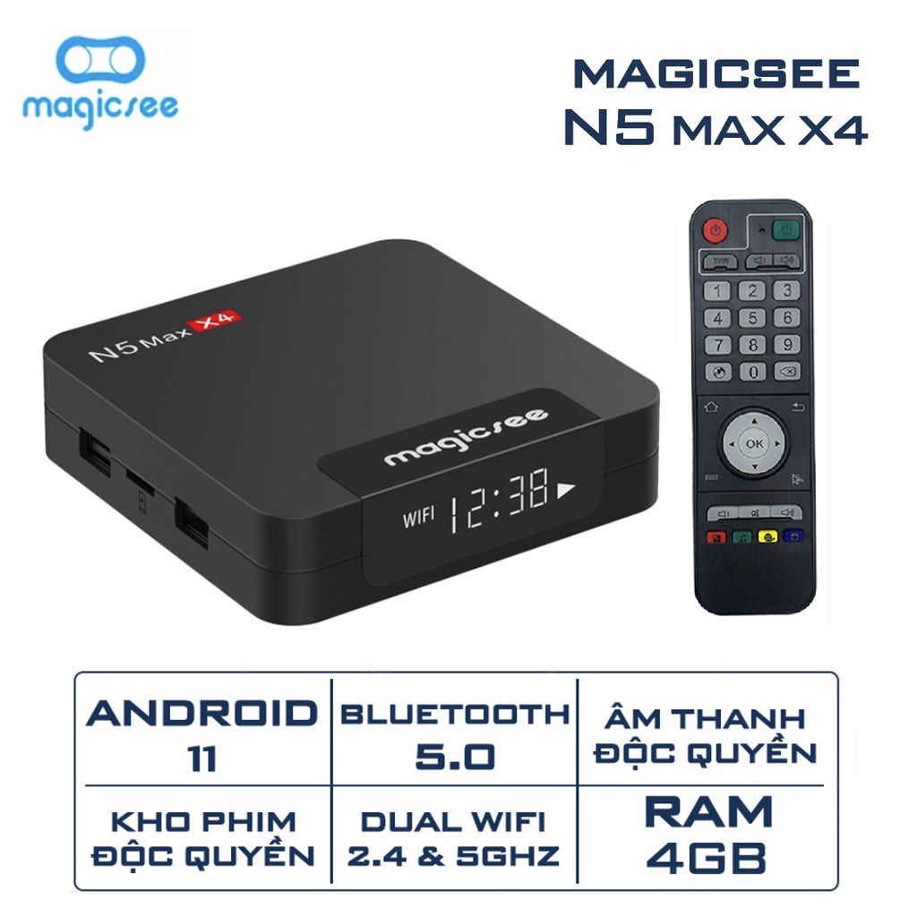 Android tivi box Magicsee N5 max chip S905X4, Android 11, Ram 4GB, ROM ...