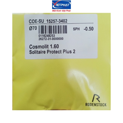 Tròng kính RODENSTOCK COSMOLIT 1.60 SOLITAIRE PROTECT PLUS 2 chính hãng ...