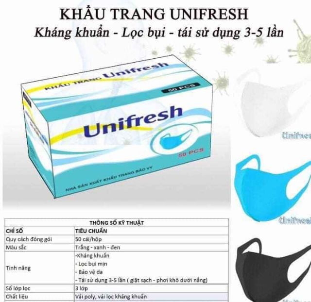Khẩu trang kháng khuẩn 3 lớp Unifresh | Shopee Việt Nam