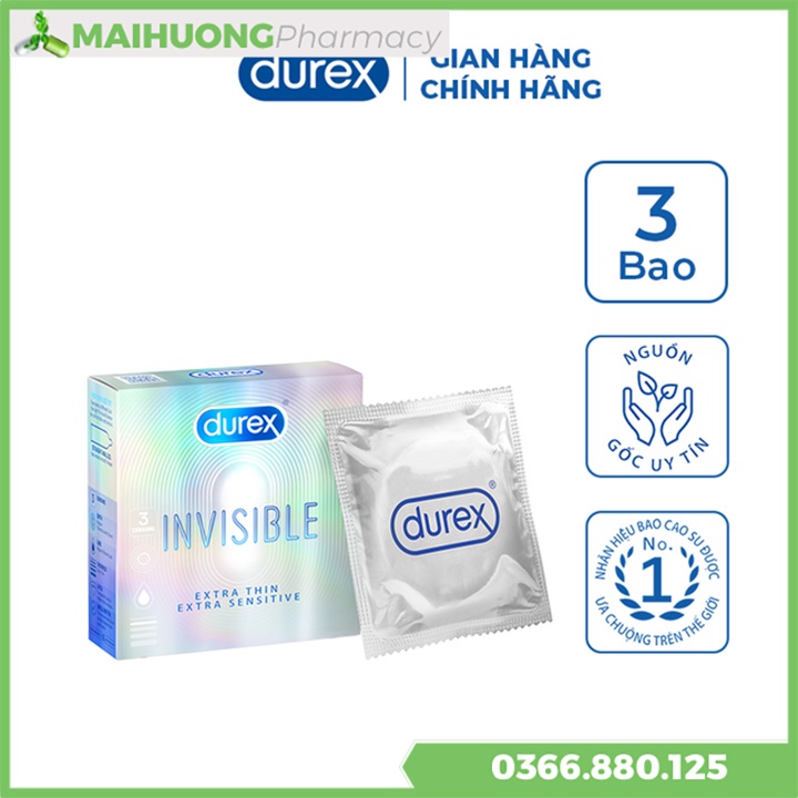 [Chính Hãng] Bao Cao Su Durex Invisible hộp 3 cái | Shopee Việt Nam