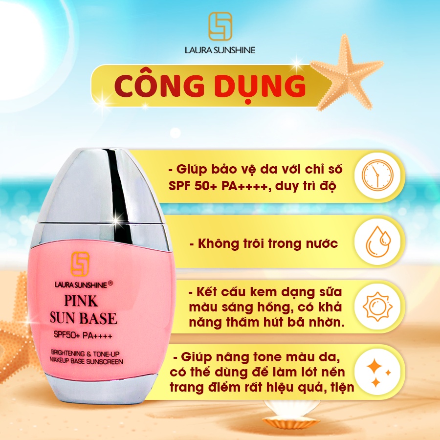 Mua Kem chống nắng Laura Sunshine Pink Sun Base SPF 50+ PA++++, Kem lót ...