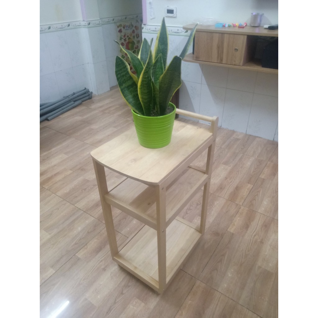 Kệ IKEA 3 tầng có bánh xe gỗ tự nhiên ACACIA hàng xuất khẩu tiêu chuẩn ...