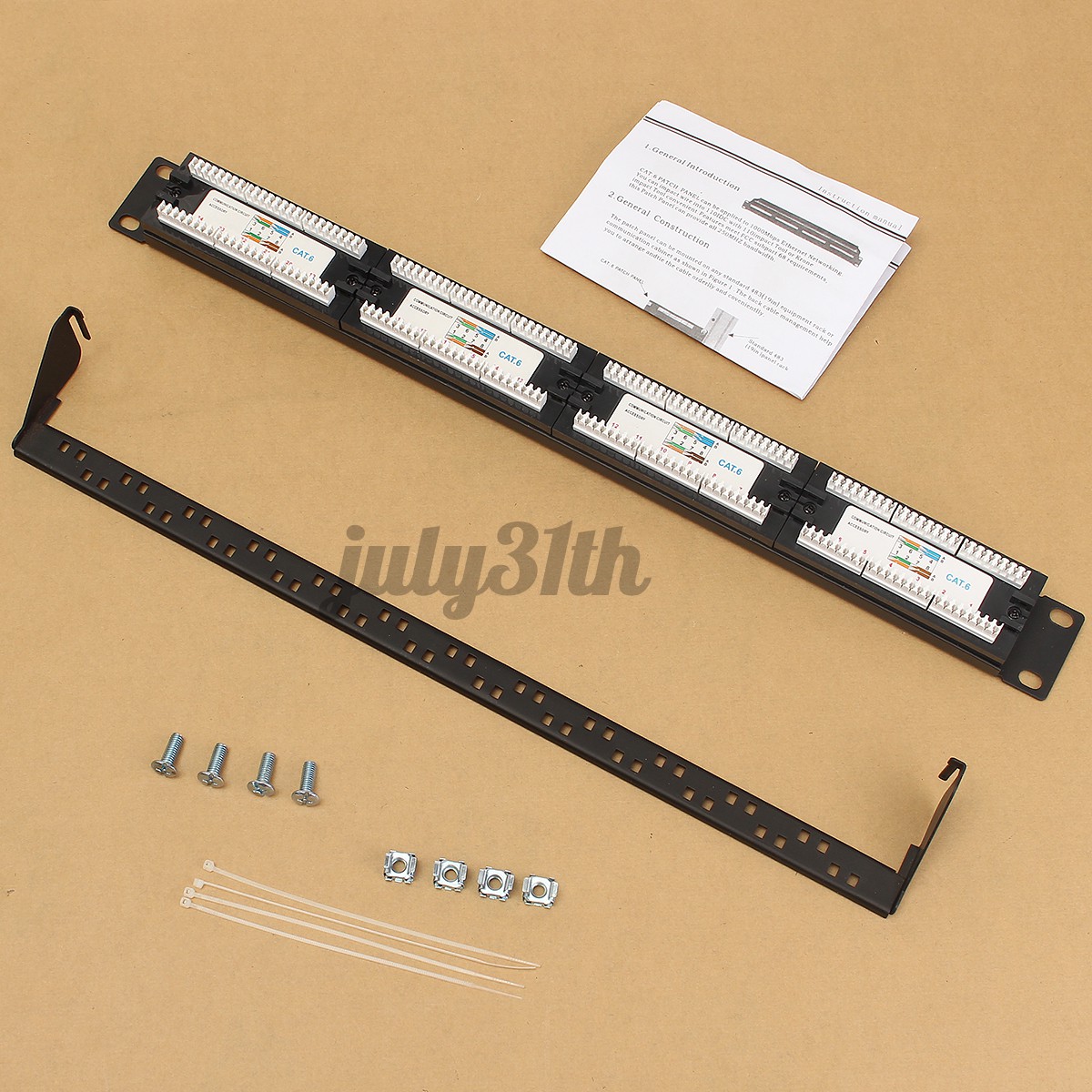 24 Port CAT6 RJ45 110 Network Ethernet Rack Mount 1U 1RU One Space ...