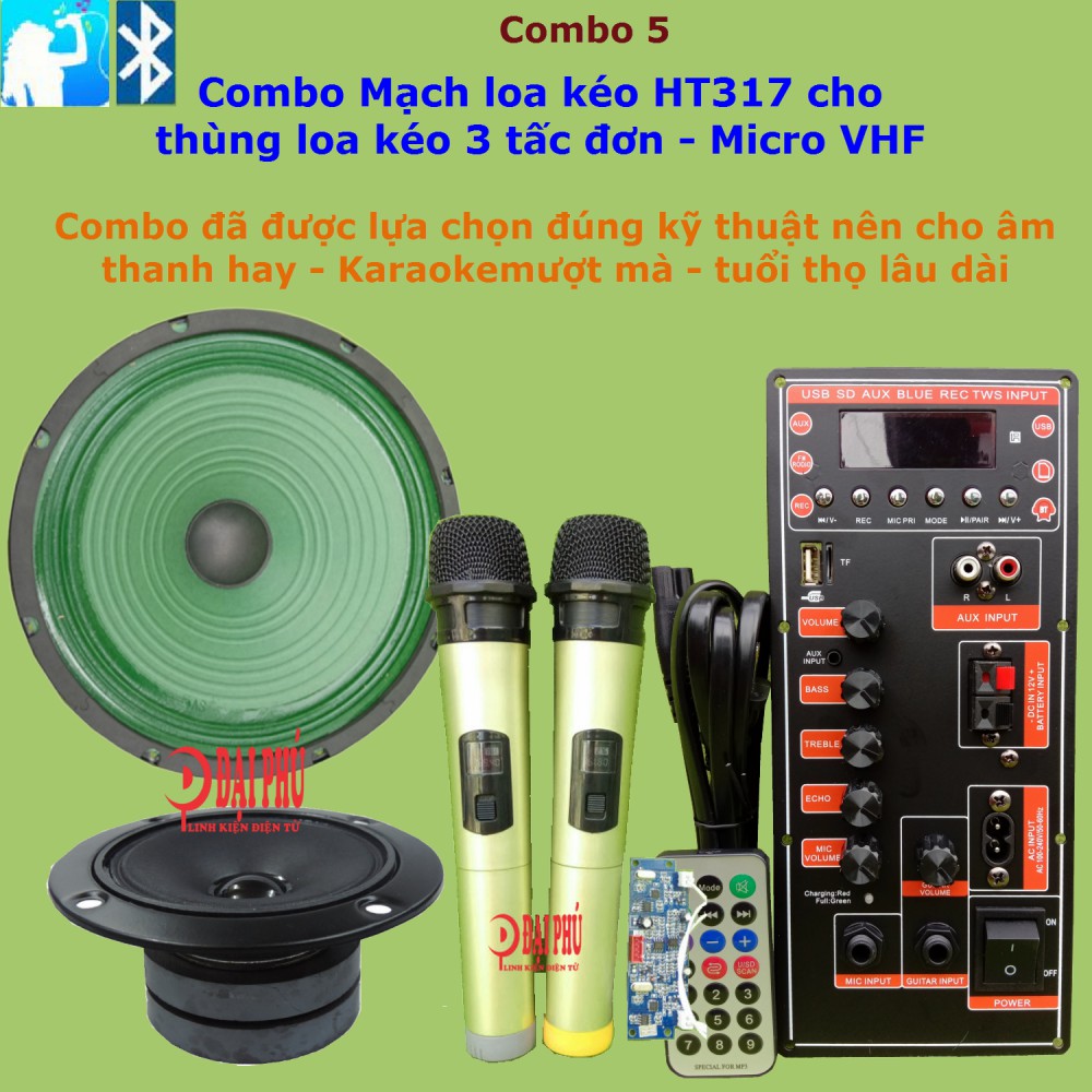 Combo Bộ Mạch loa kéo 3 tấc đơn công suất 60W – 120W dùng IC HT317 ...