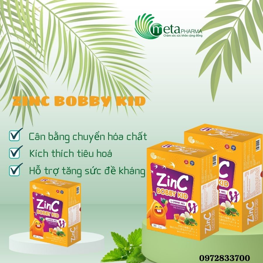 (META) Kẽm Zinc cho bé, ZINC BOBBY KID bổ sung Kẽm, Lysine, DHA, giúp ...