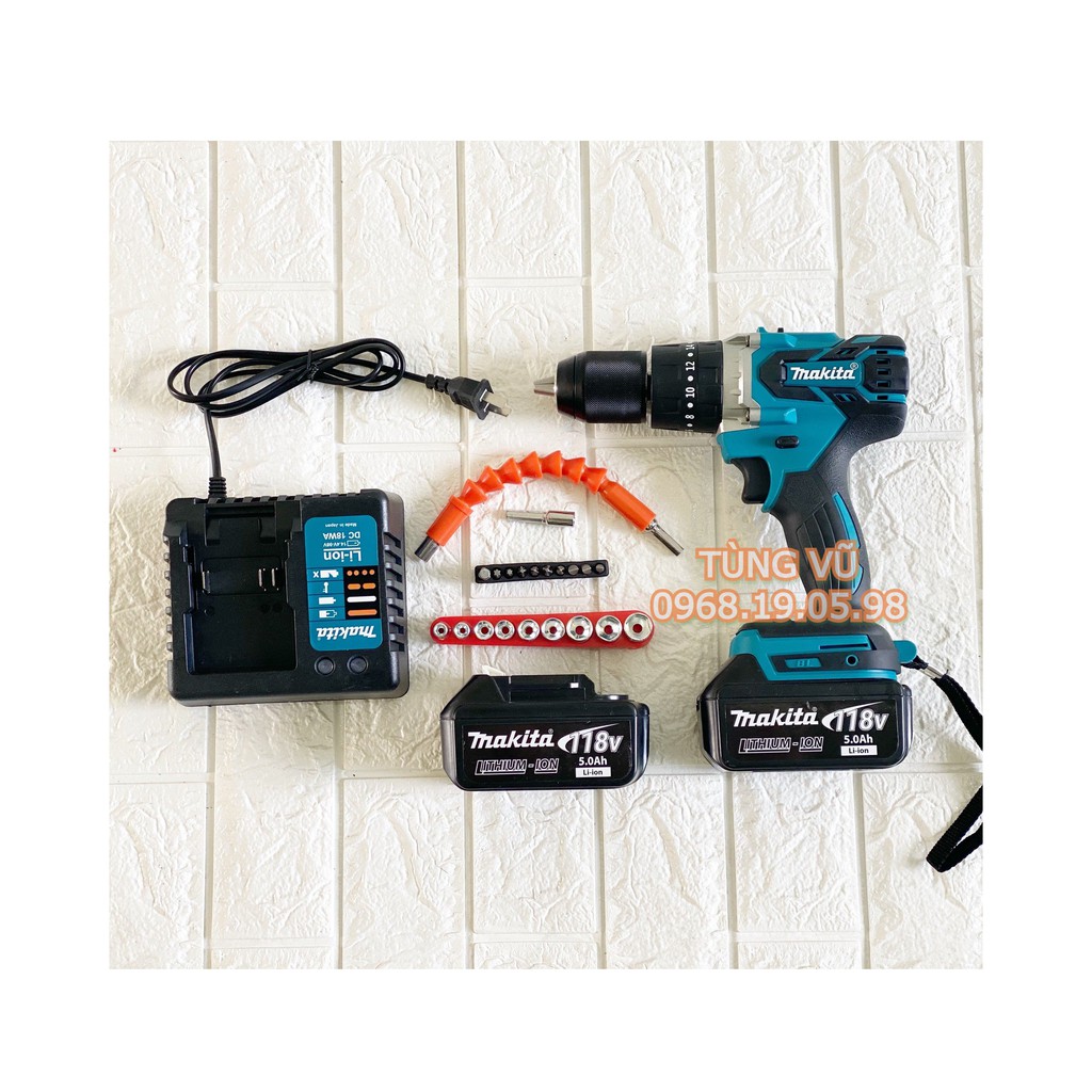Mua Máy khoan pin Makitta 118V Không Chổi Than Pin 10 Cell, tặng phụ ...