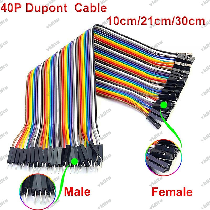 Dây cắm BreadBoard đực cái 20cm 40 sợi 10 màu ( Dupont M-F 20cm ...