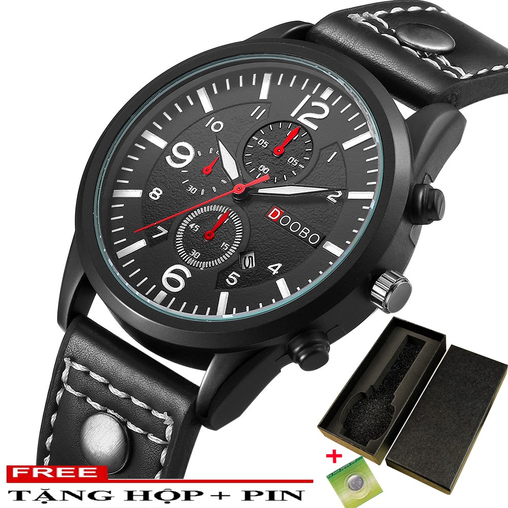 (HOT BOY) ĐỒng Hồ Nam Lịch Ngày DOOBO JAPAN Dây Da Cao Cấp (FULL BOX ...