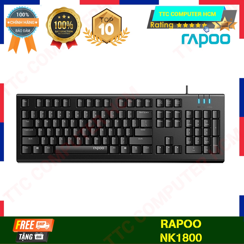 RAPOO NK1800 | Bàn Phím Có Dây Rapoo NK1800 - phù hợp dùng văn phòng - HÀNG CHÍNH HÃNG TTC ...