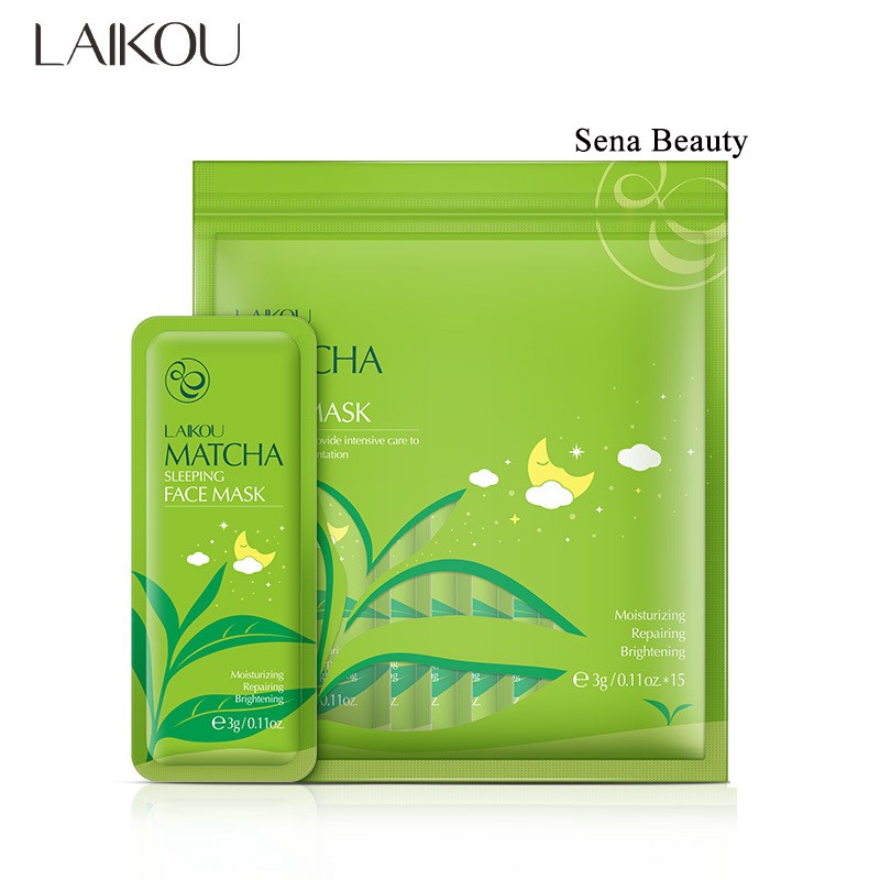 Túi mặt nạ ngủ trà xanh Laikou Matcha Sleeping Face Mask Gồm 15 Gói Nhỏ ...