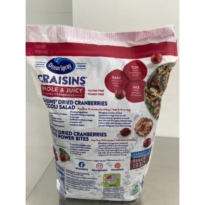 Mua NAM VIỆT QUẤT SẤY KHÔ OCEAN SPRAY CRAISIN WHOLE DRIED 🍒CRANBERRIES ...