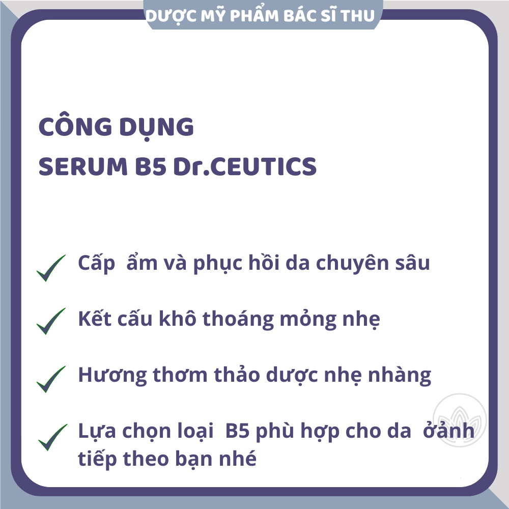 Mua Serum B5 Dr.Ceutics các dòng Basic da dầu mụn, Rau má da thường ...