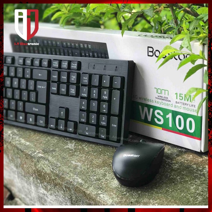 Mua Combo Bàn Phím Chuột Máy Vi Tính Laptop Văn Phòng Không Dây BOSSTON WS100 USB Chuyên Game ...