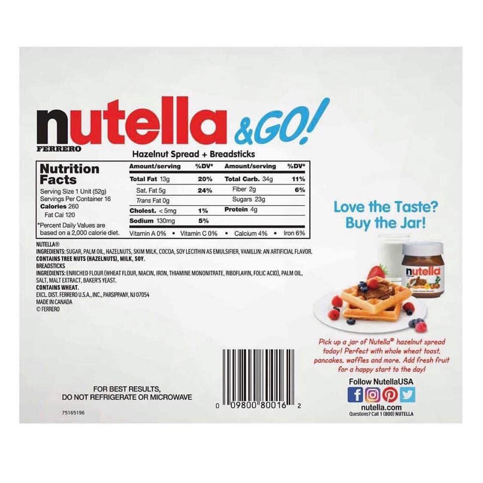 Nutella Canada Nutrition Facts | Besto Blog