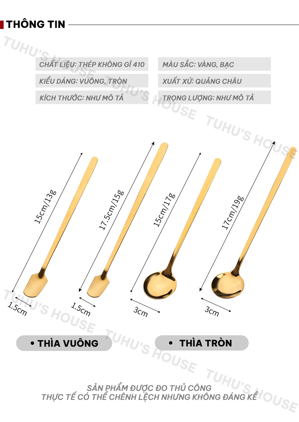 Thìa inox, muỗng cà phê inox, thìa dài uống trà thép không gỉ hai màu ...