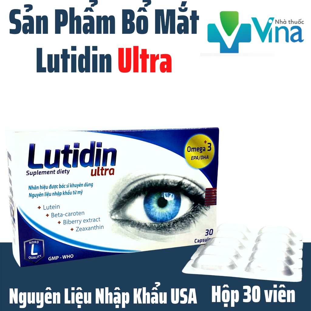 Viên bổ mắt Lutidin Ultra Lutein, Omega 3 giảm khô, mờ, nhức mỏi mắt ...