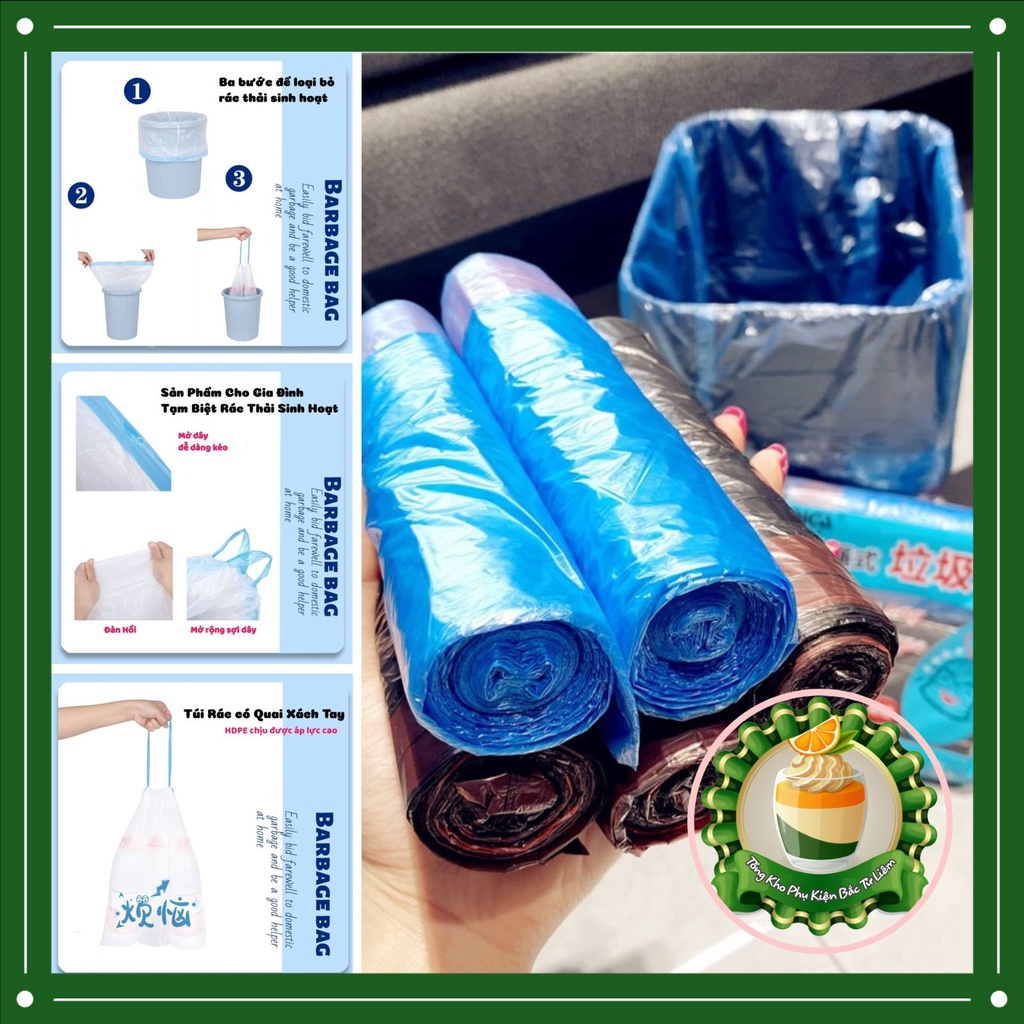 Túi đựng rác quai xách siêu tiện dụng kích thước 45x50 bao đựng rác (1 ...