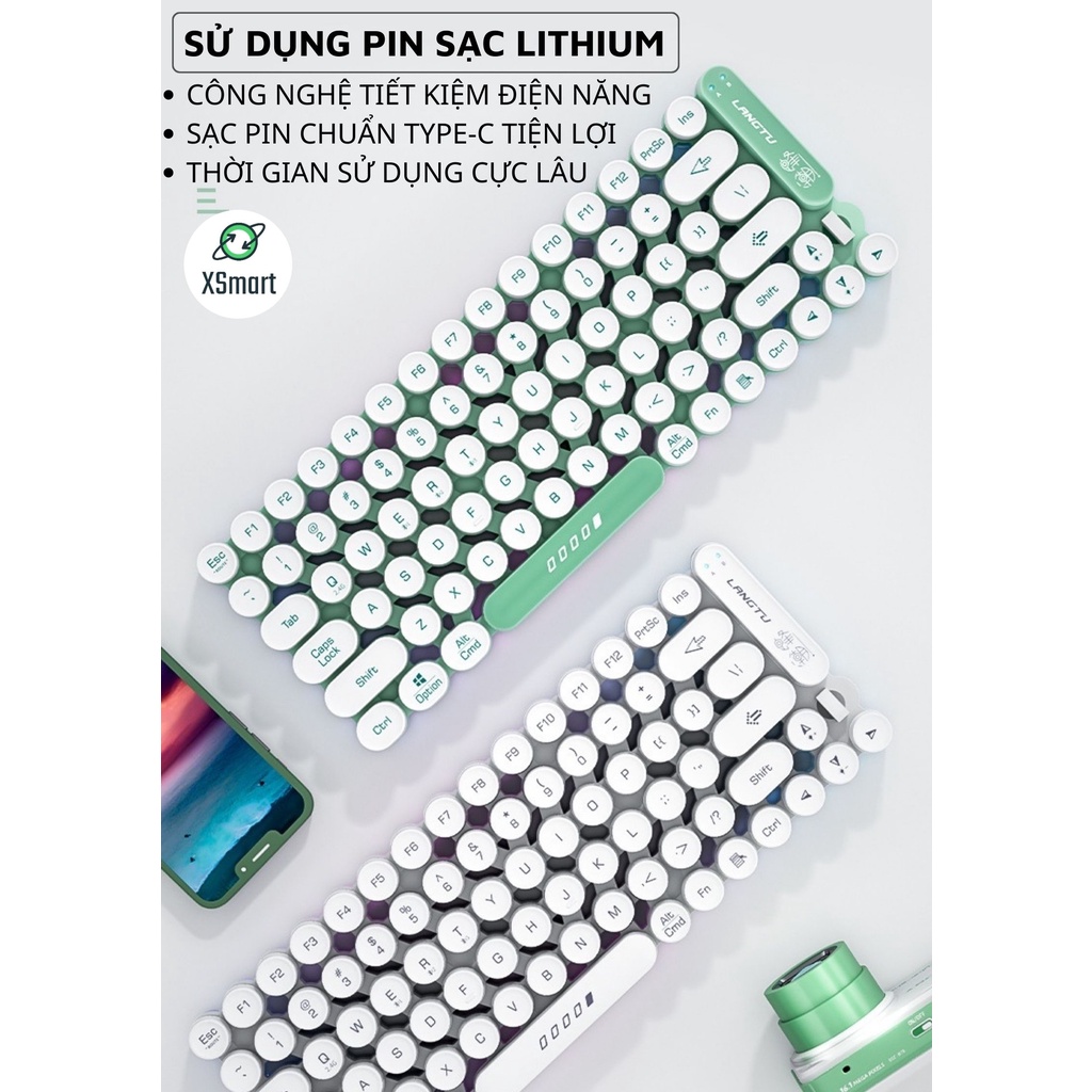 Mua Bàn Phím Không Dây Bluetooth Mini Có Led RGB Nút Tròn OG80 Chống ...