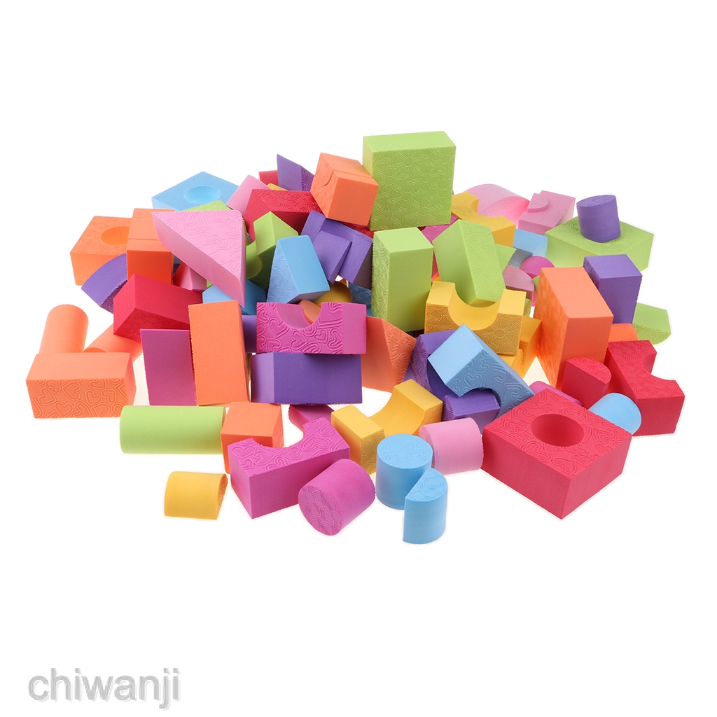 100pcs Kid Soft & Safe Foam Building Block Baby Education Assembly Toy ...