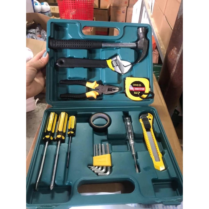 Mua Bộ sửa chữa hộp 12 chi tiết kìm, búa, tô vít, thước, bút thử điện ...