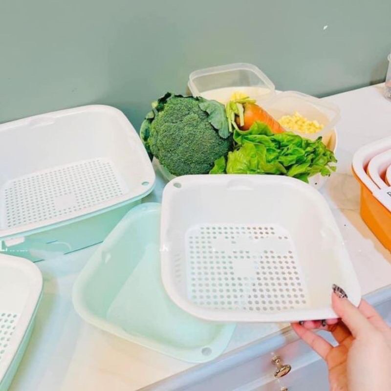 Bộ thau rổ nhựa vuông 6 món. Giao hàng màu ngẫu nhiên | Shopee Việt Nam